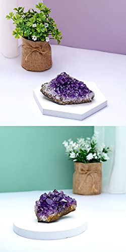 GEHECRST Natural Raw Amethyst Quartz Geode Cluster, Reiki Healing Crystals Stone Amethyst Rock Druzy Gemstone for Collection, Decoration, Specimen, Witchcraft | 0.18-0.33 lb