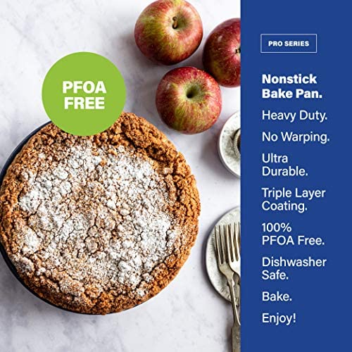 Granitestone Bakeware Round Baking Pan, Nonstick 9 Inch Round Cake Pan, Dishwasher Safe Circle Cake Pan for Cake, Cheesecake and More, Even Heating, No Warp, Healthy and Toxin Free Cake Tin- 9.5βx 2β