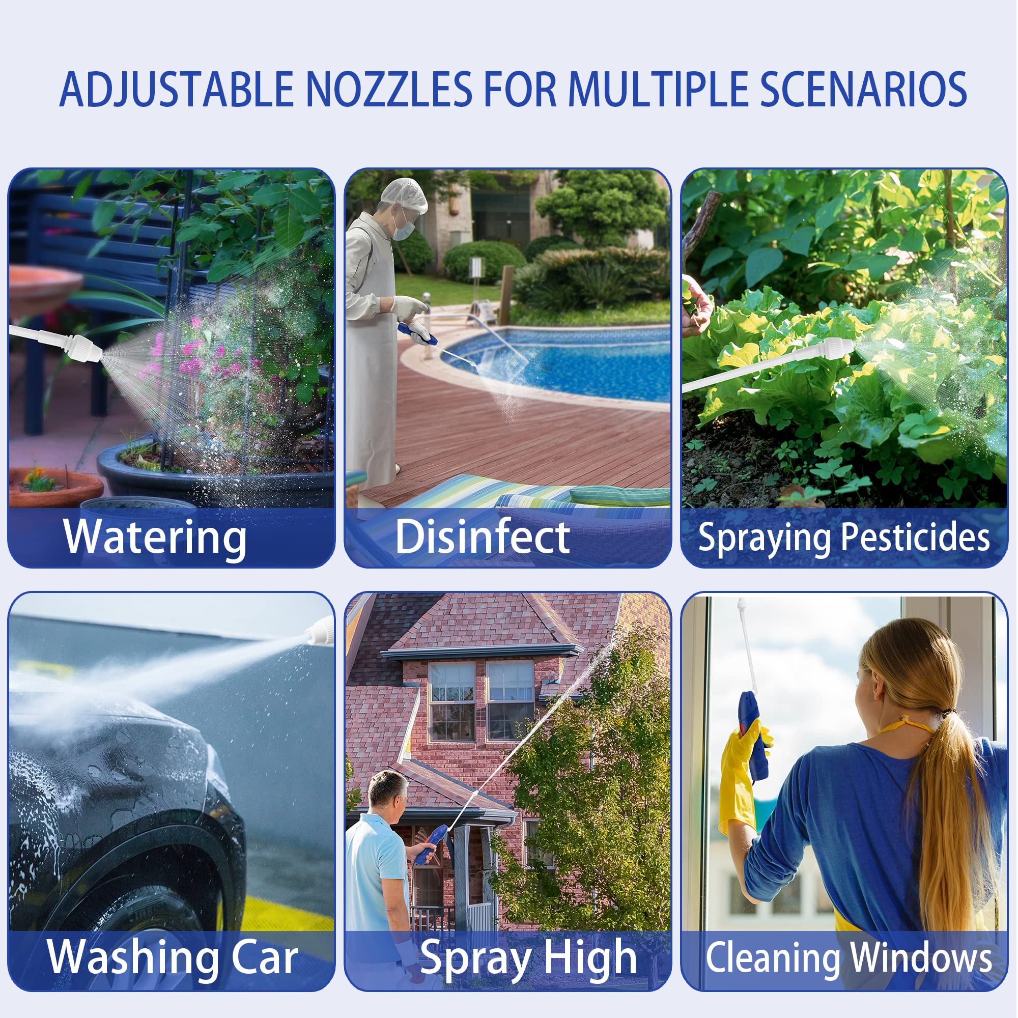 Battery Power Sprayer with Holster Multi-Purpose Foldable Sprayer Easily Attaching to Most Gallon Jugs for Gardening,Lawn and Disinfecting