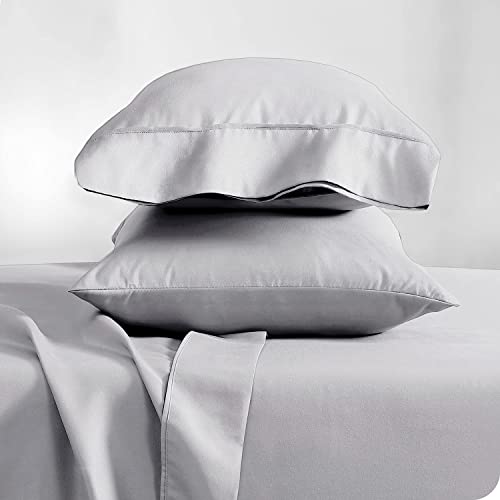 Microfiber Light Gray Pillow Cases Set of 2 King Size Bed Pillow Covers Ultra Soft (20 x 40) Inches Solid Pillowcases with Open Closure, Machine Washable