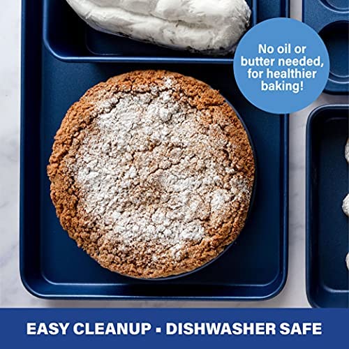 Granitestone Bakeware Round Baking Pan, Nonstick 9 Inch Round Cake Pan, Dishwasher Safe Circle Cake Pan for Cake, Cheesecake and More, Even Heating, No Warp, Healthy and Toxin Free Cake Tin- 9.5βx 2β