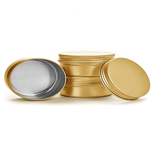 Gold 0.5 Ounce Aluminum Tin Jar Refillable Containers 15 ml Aluminum Screw Lid Round Tin Container Bottle for Cosmetic,Lip Balm, Cream, 30 Pcs
