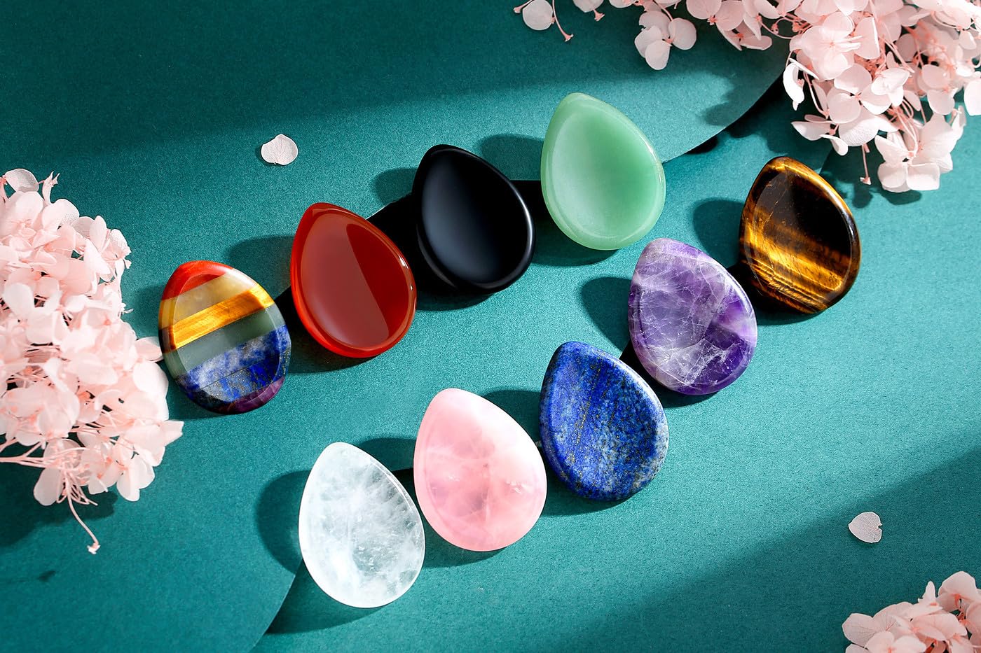 DUQGUHO 1.7" Worry Stone Natural Amethyst Healing Crystals Thumb Worry Stones for Anxiety Reiki Crystal Gemstone Polished Pocket Energy Quartz Stone