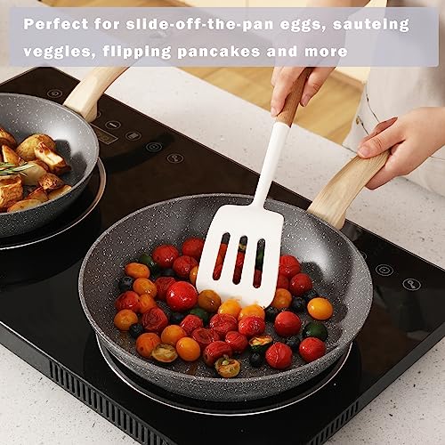 Vkoocy Gray Pots and Pans Set Non Stick, Ceramic Cookware Set Kitchen Cooking Sets Induction Pot and Pan w/Frying Pans, Saucepans, Casserole, Non-Toxic, PTFE/PFOA/PFOS-Free