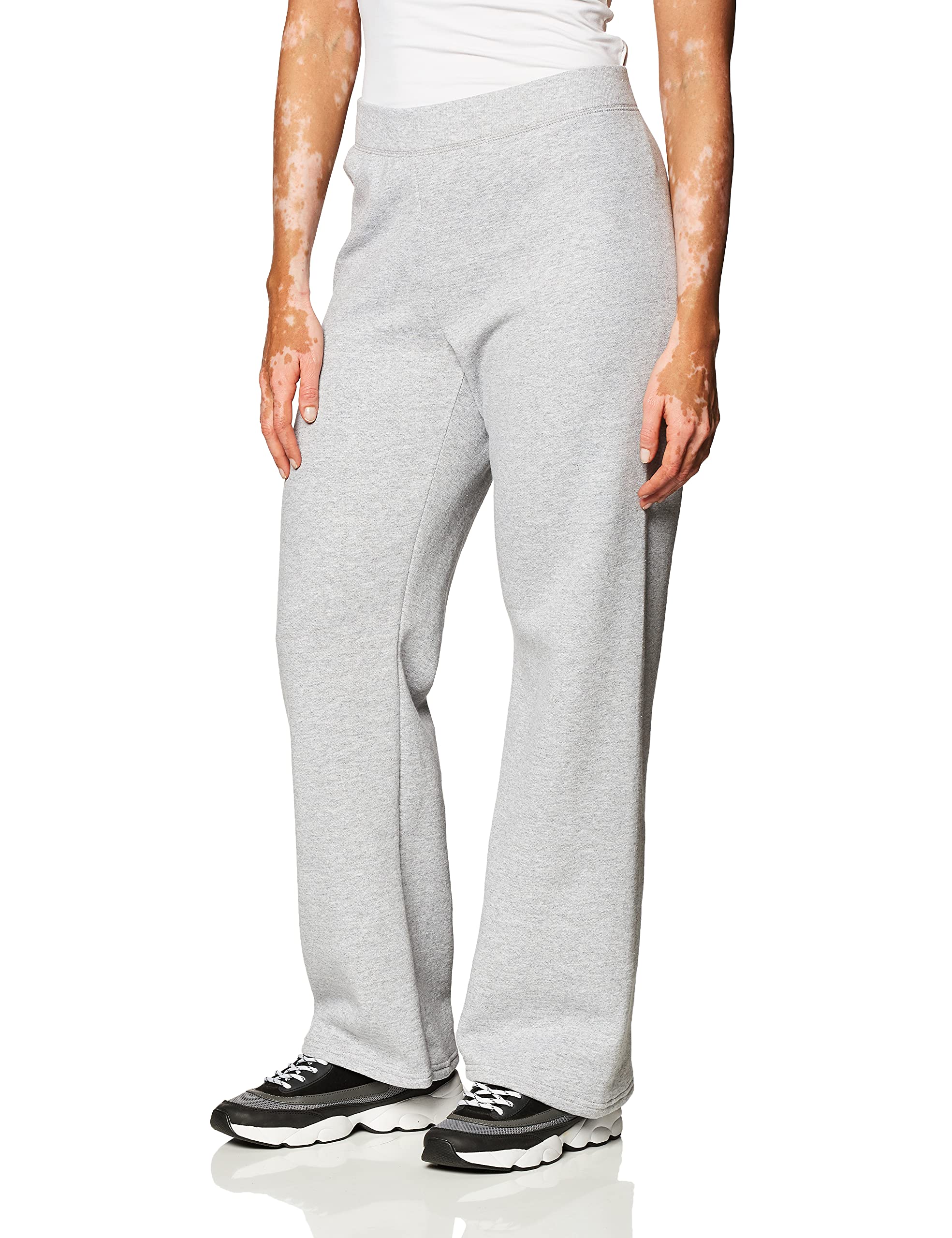 Hanes Women's Open Leg Sweatpants, EcoSmart Fleece Sweats, Regular & Petite, Light Steel, Medium