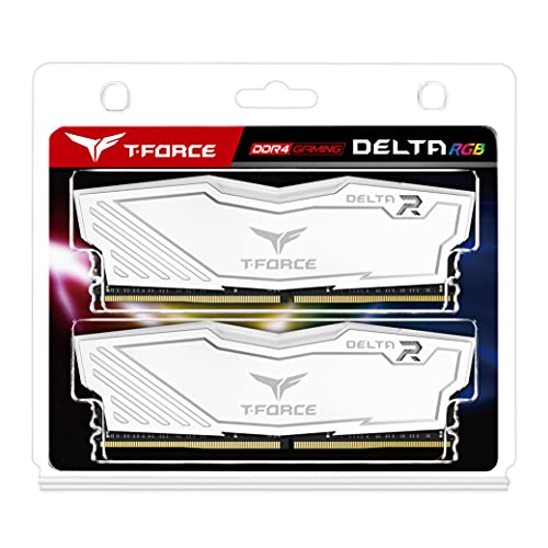 TEAMGROUP T-Force Delta RGB DDR4 16GB (2x8GB) 3000MHz (PC4-24000) CL16 Desktop Memory Module Ram - White - TF4D416G3000HC16CDC01