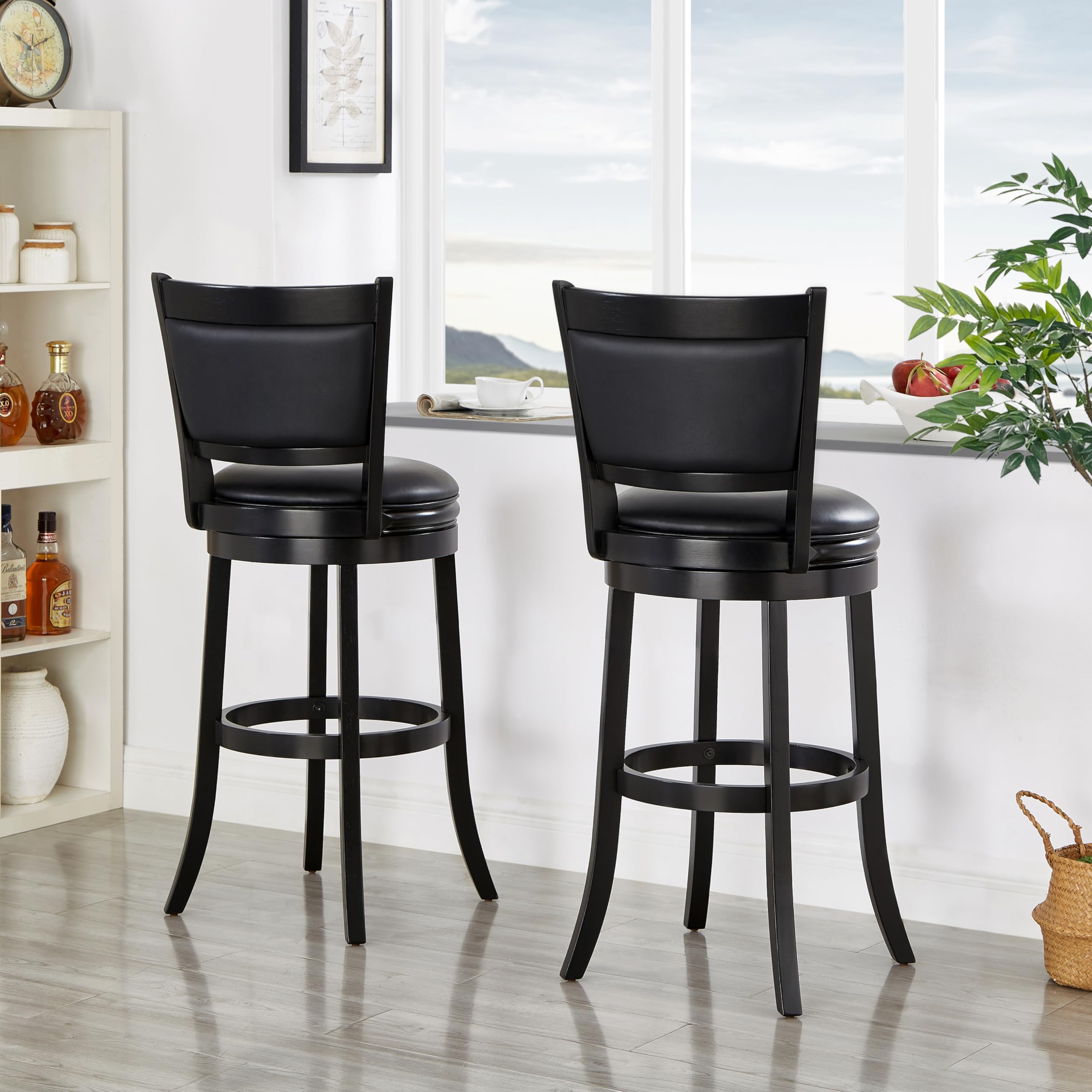 Ball & Cast Swivel Pub Height Barstool 29 Inch Seat Height Black Set of 1