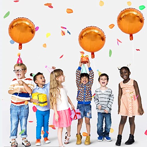10 Pcs Round-Shaped Balloons 18 Inch Orange Foil Balloon Mylar Balloon Happy Birthday Balloons