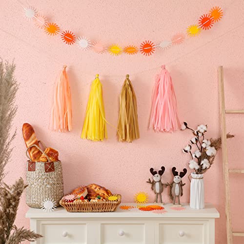 20 Pcs Boho Sun Garland Felt First Trip Around The Sun String Banner Hippie Boho Sun Party Supplies Indoor Outdoor Party Decoration for Baby Shower Wedding Birthday Party Decorations (Sun)