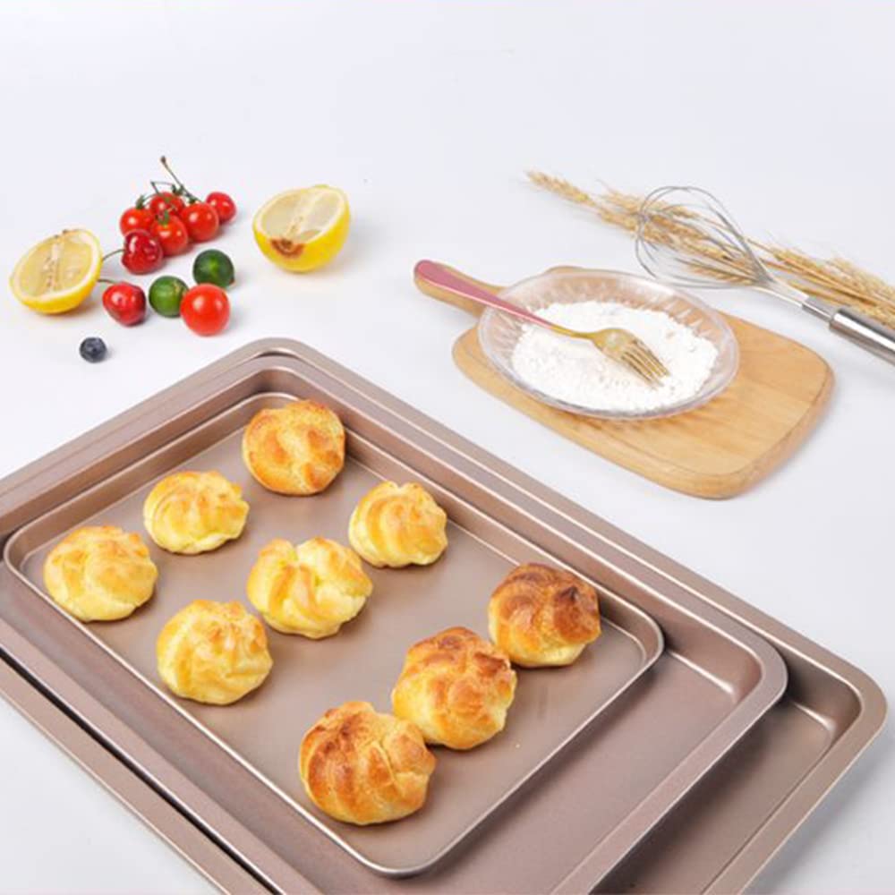 TOPQINFENGYUE Rectangle Cake Baking Pan Nonstick Rectangle Baking Pan Cookies Bakeware for home kitchen Oven baking cakes Gold Premium & Dishwasher Safe