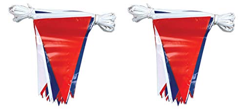 Beistle 2 Piece Indoor Outdoor Plastic Patriotic Pennant Banner 4th of July, Decorations Labor Day, USA Party Supplies