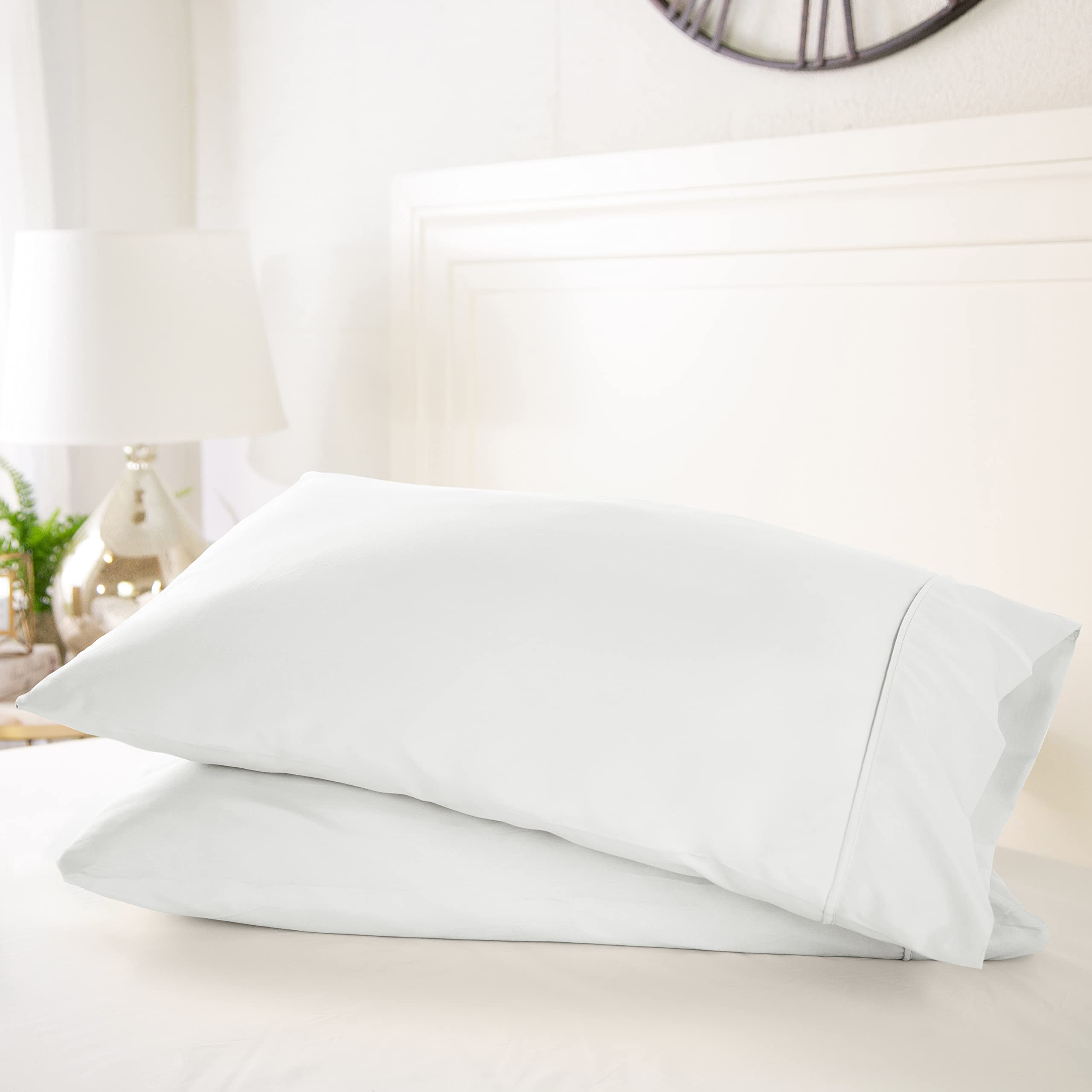 ienjoy Home Color Pillowcase Set, Solid, White, Standard