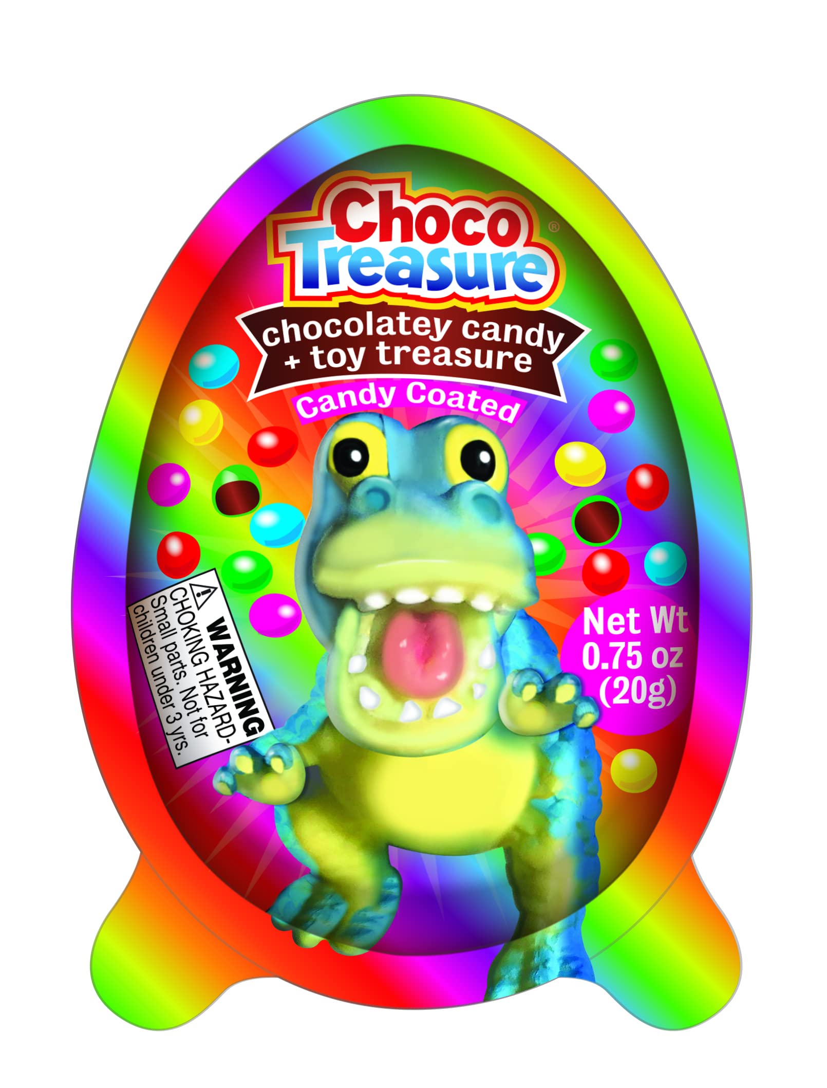 Choco Treasure Surprise Dino Eggs with Chocolatey Candy & Dino Toy | Tray of 10 Eggs | 18 Collectible Toys