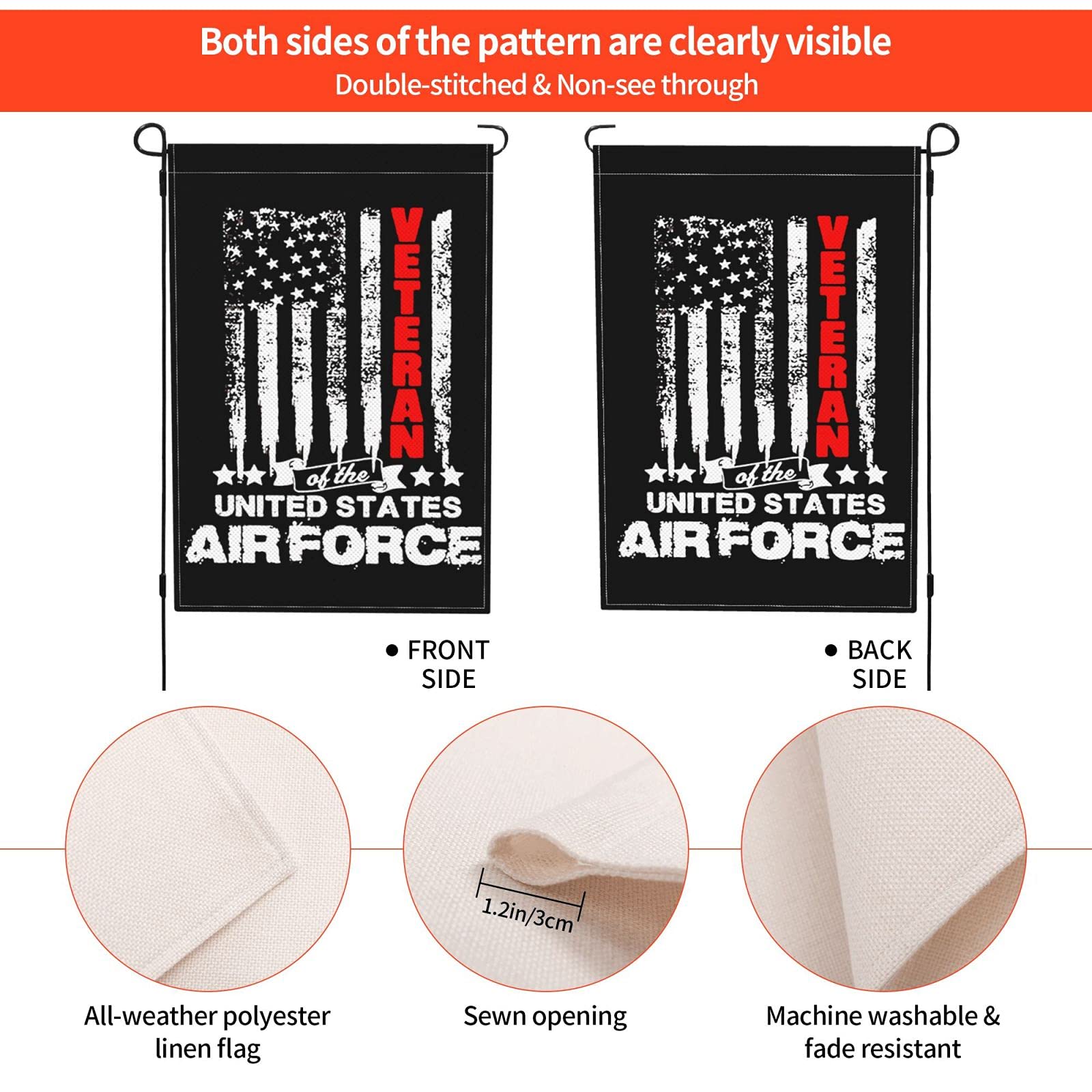 USA Air Force Veterans Garden Flag Yard Flags For Outside 12x18 Double Sided Burlap