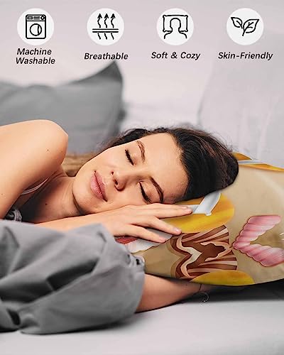 Edwiinsa Summer Beach Pillow Covers King Standard Set of 2 20x36 Bed Pillow, Tropical Ocean Conch Starfish Orange Slippers Plush Soft Comfort for Hair/Skin Cooling Pillowcases with Envelop Closure