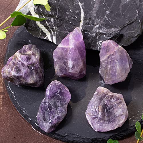 FORBY 1 lb Bulk Amethyst Rough Stones - Large 1" Natural Raw Stones Crystal for Tumbling, Cabbing, Fountain Rocks, Decoration,Polishing, Wire Wrapping, Wicca & Reiki Crystal Healing