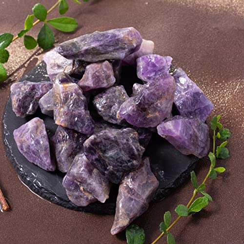 FORBY 1 lb Bulk Amethyst Rough Stones - Large 1" Natural Raw Stones Crystal for Tumbling, Cabbing, Fountain Rocks, Decoration,Polishing, Wire Wrapping, Wicca & Reiki Crystal Healing