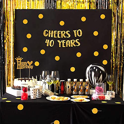 Cheers to 40 Years Gold Glitter Banner - 40th Anniversary and Birthday Party Decorations