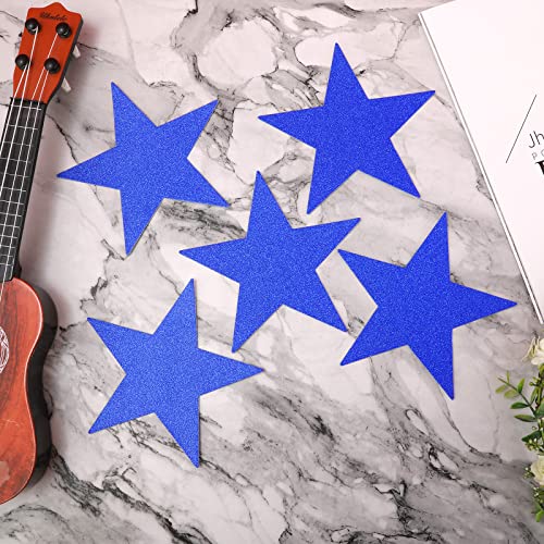 50pcs Glitter Star Cutouts, 6inch Twinkle Star Glitter Paper Confetti Star Shape Paper Cut Outs for Bulletin Board Classroom Wall Party Supplies (Blue)