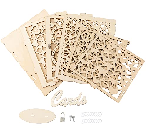 Yukawang Wedding Card Box with Lock Wooden Memory Keepsake Decoration Envelope Boxes for Cards and Money Baby Shower Engagement Decor Gift Card Box ( MR & MRS Heart Beige)
