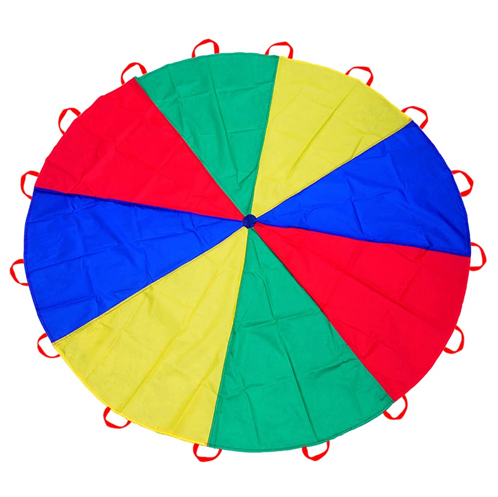 AMYESE 6.5ft Rainbow Parachute for Outdoor Party Games, Kids Play Parachute Group Cooperative Team Game Toys, Family Get-Together Entertainment