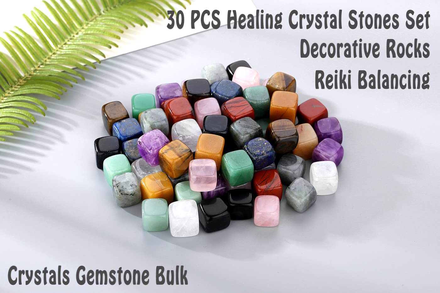 DUQGUHO 30 Pcs Healing Crystal Chakra Stones Set Polished Tumbled Stones Crystals Bulk Amethyst Rose Quartz Obsidian Lapis Lazuli Clear Quartz Green Aventurine Tiger Eye Red Jasper Stones Wholesale
