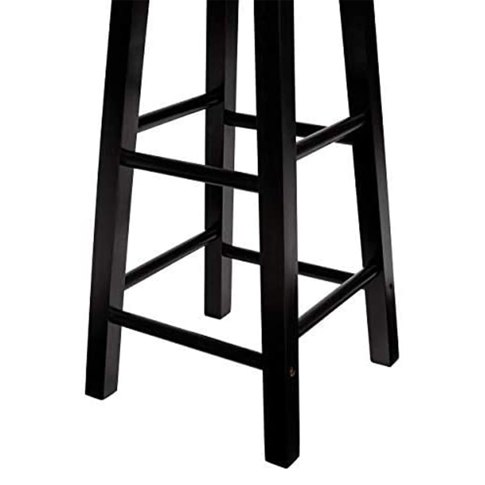 PJ Wood Classic Round Seat 29 Inch Tall Kitchen Counter Bar Stools with 4 Square Legs for Homes, Dining Spaces, and Bars, Black (2 Pack)