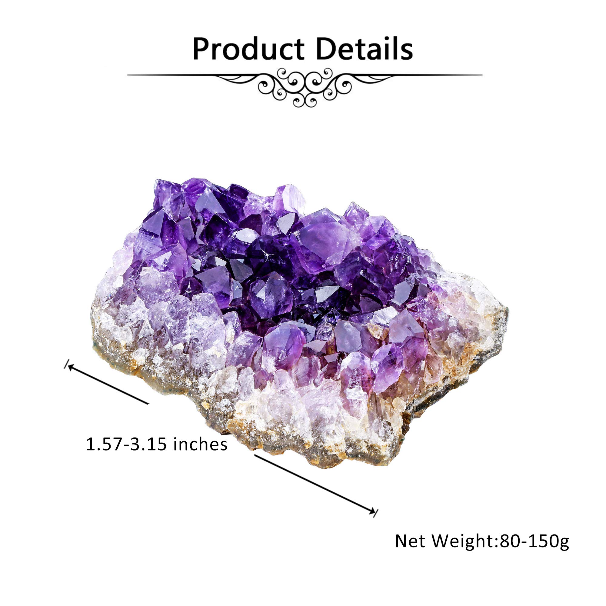 Jovivi Amethyst Clusters, Natural Raw Amethyst Geode Healng Crystals Stone Rock Crystal Cluster Druzy Gemstone Specimen for Witchcraft, 0.18 lb-0.33 lb