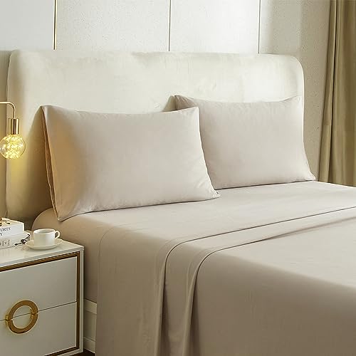 Cooling Beige Queen Pillowcases Set of 2,Brushed Microfiber Queen Pillow Cases 2, 20×30 inches Green,Soft and Breathable Bed Pillowcases with Envelop Closure,Green