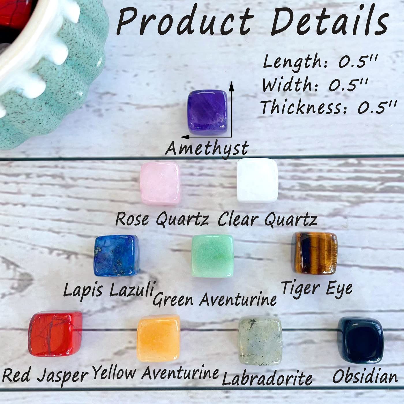 DUQGUHO 30 Pcs Healing Crystal Chakra Stones Set Polished Tumbled Stones Crystals Bulk Amethyst Rose Quartz Obsidian Lapis Lazuli Clear Quartz Green Aventurine Tiger Eye Red Jasper Stones Wholesale
