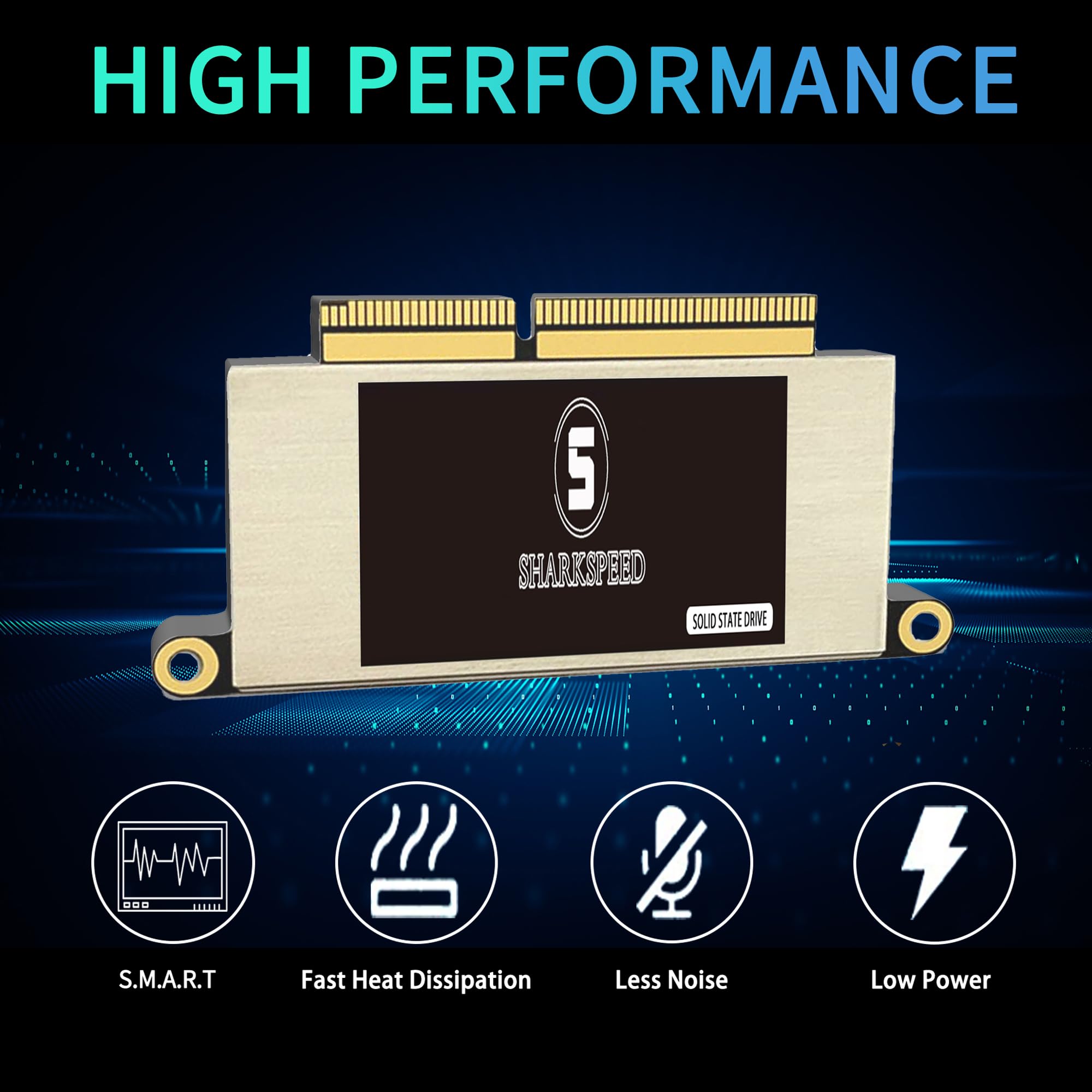 S SHARKSPEED SSD 512GB for Upgrade Apple MacBook Pro A1708 Retina 13" 2016-2017(EMC 2978, 3164) No Touchbar Models, Internal Solid State Drive PCIe NVMe Gen3.0x4
