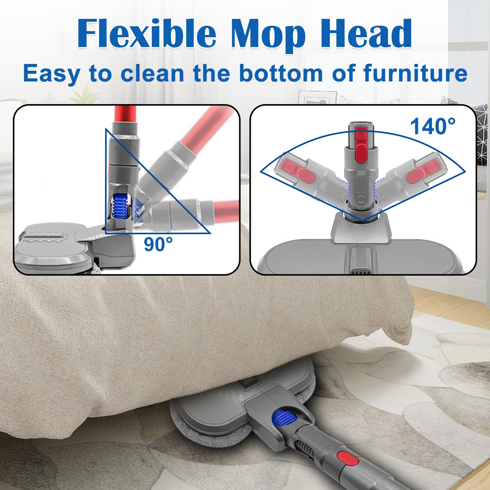 Electric Mop Head Compatible with Dyson V11 V10 V8 V7 Cordless Stick Vacuum Cleaner, Hardwood Floor Attachment wet and dry dual-use