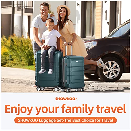 SHOWKOO Luggage PC+ABS Durable Expandable Hardside Suitcase with Double Spinner Wheels TSA Lock 24-Inch, Armygreen