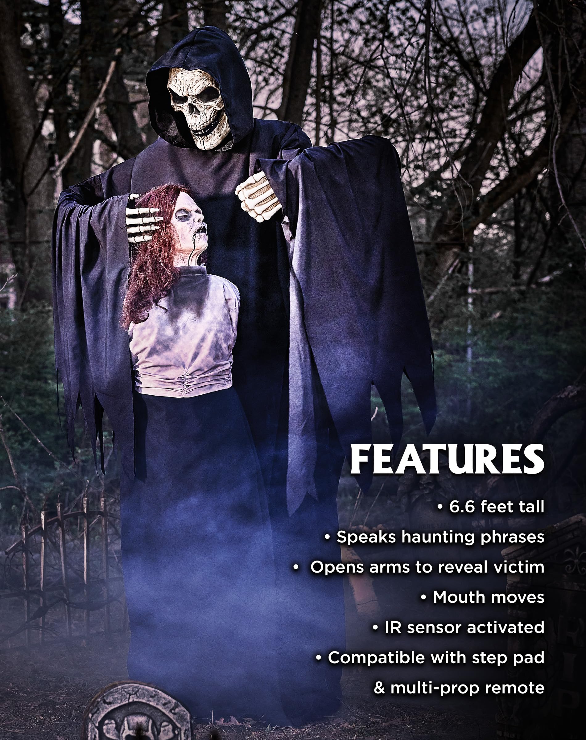 Spirit Halloween 6.6 Ft The Black Heart Animatronic | Decorations | Animated | Moving arm motions | Speaks Chilling Phrases