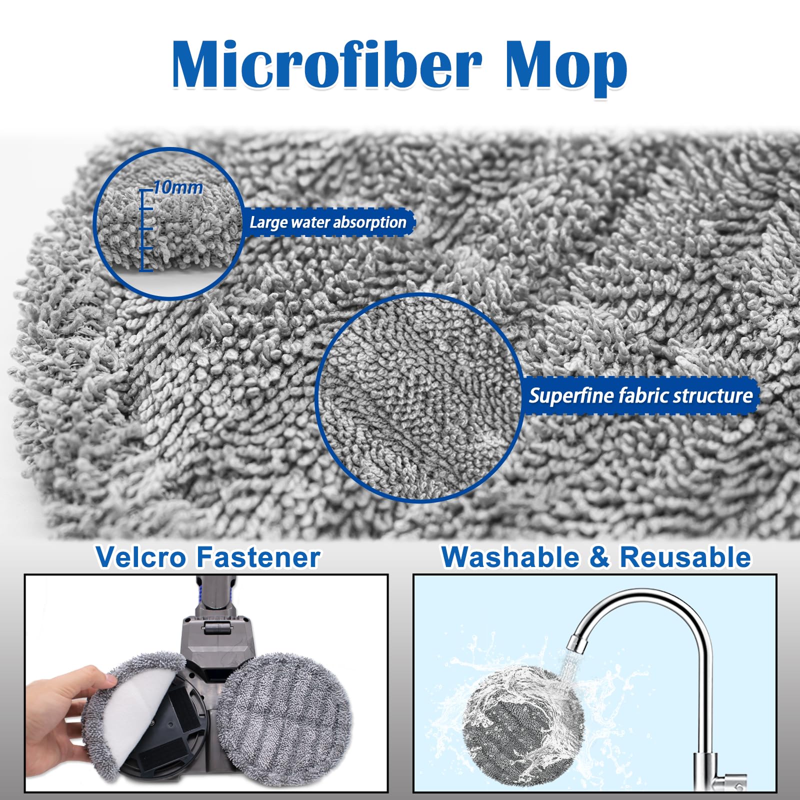 Electric Mop Head Compatible with Dyson V11 V10 V8 V7 Cordless Stick Vacuum Cleaner, Hardwood Floor Attachment wet and dry dual-use
