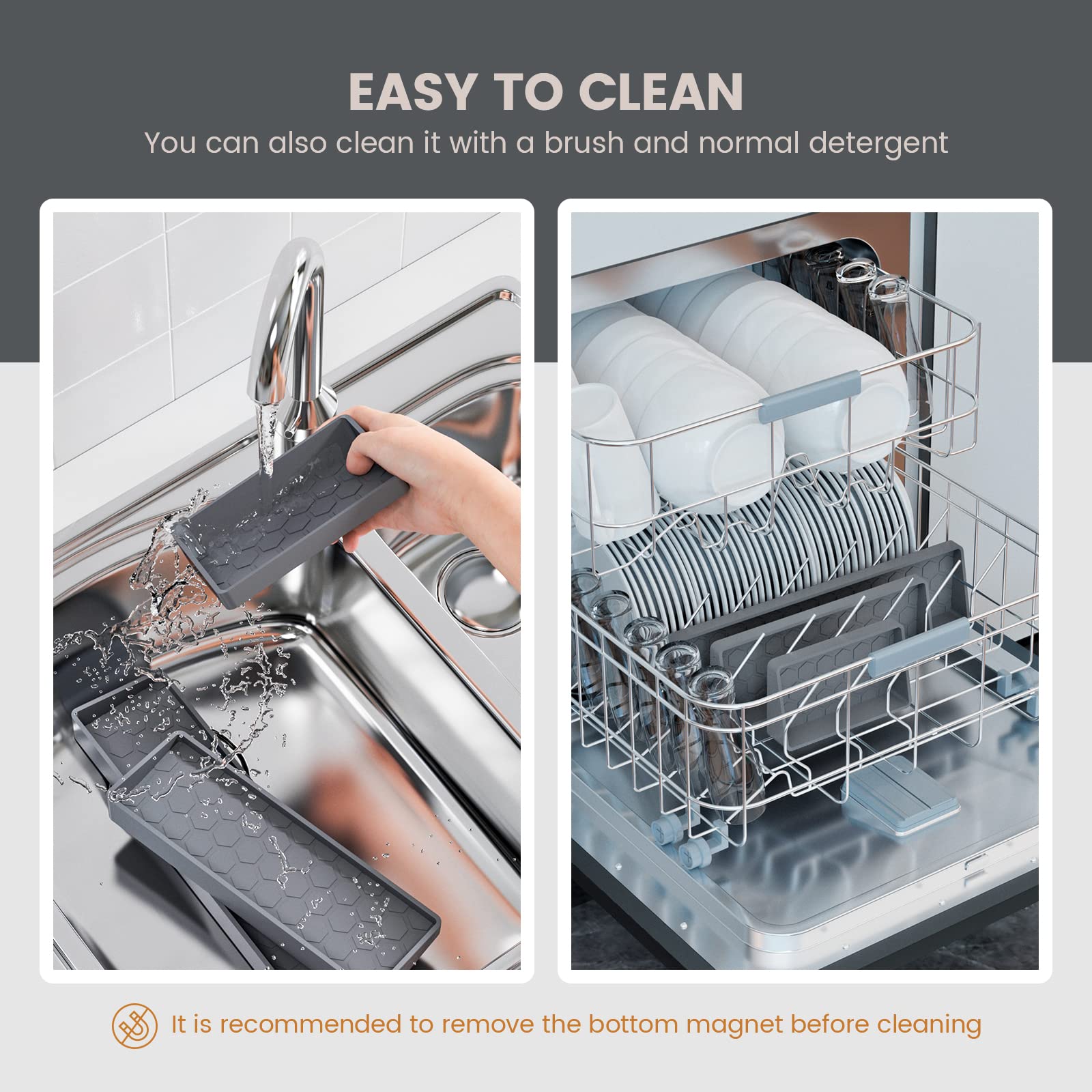 Silicone Magnetic Stove Top Shelf 30", Magnetic Shelf for Kitchen Stove Easy to Install, Stove Magnetic Shelf for Kitchen Stove,Over the Stove Top Shelf with 3 Functional Partitions -DARK GRAY
