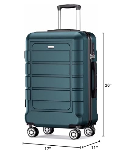 SHOWKOO Luggage PC+ABS Durable Expandable Hardside Suitcase with Double Spinner Wheels TSA Lock 24-Inch, Armygreen