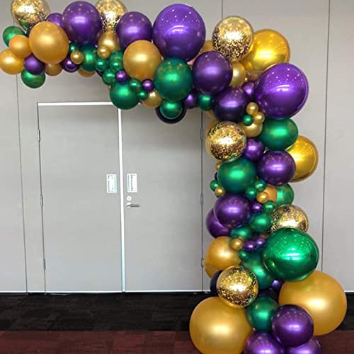PartyWoo Purple Green Gold Balloons 50 pcs and Gold Foil Balloons 6 pcs