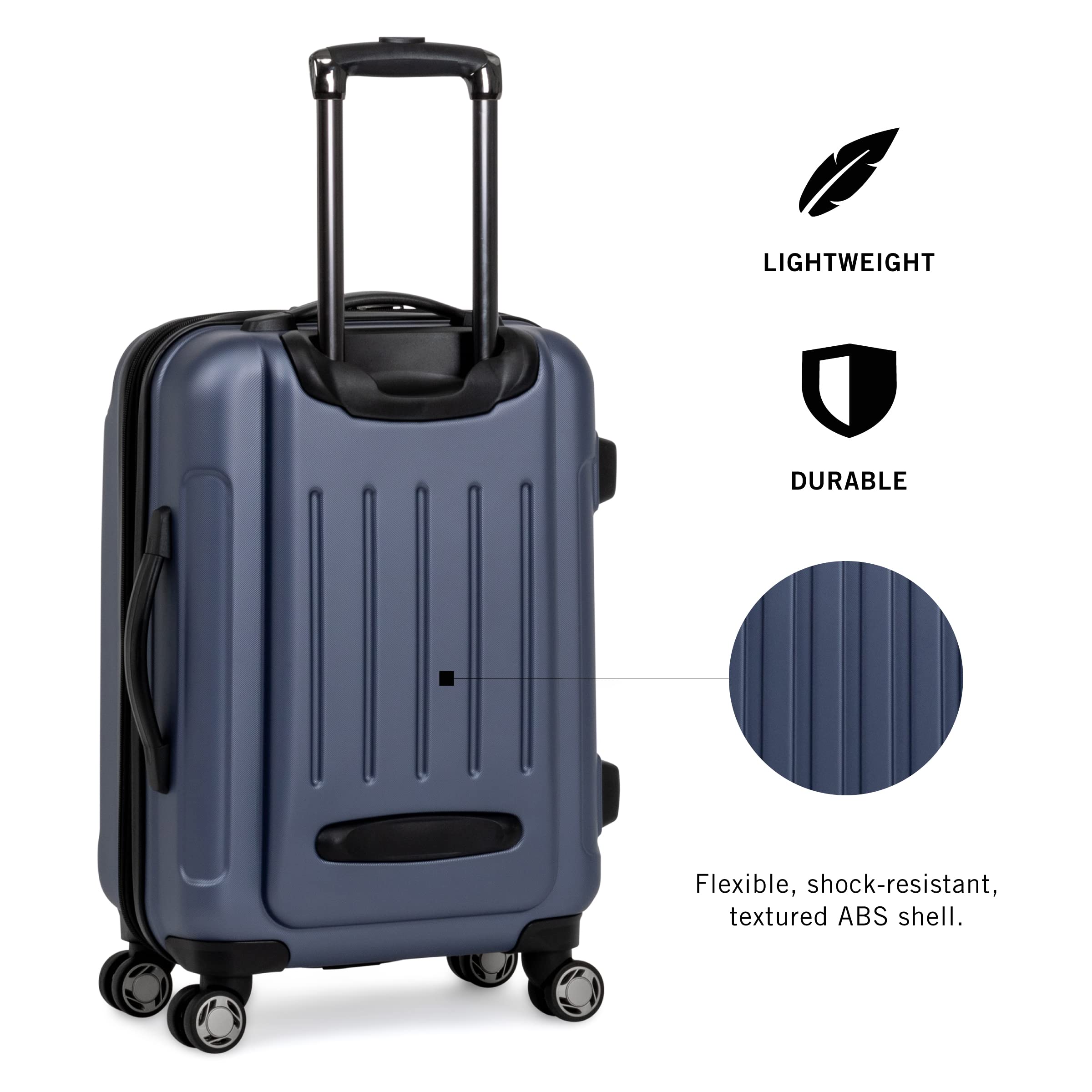 Kenneth Cole REACTION Renegade Luggage Expandable 8-Wheel Spinner Lightweight Hardside Suitcase, Smokey Purple, 20-Inch Carry On