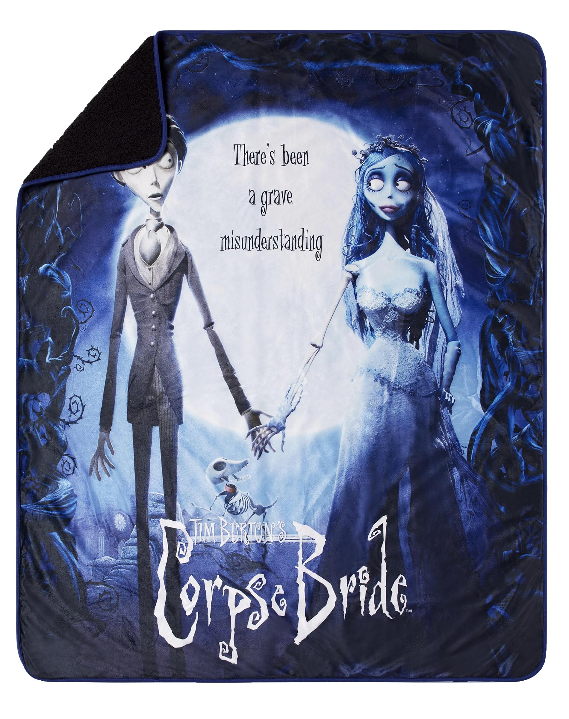 Spirit Halloween Corpse Bride Fleece Blanket | Officially Licensed | Victor and Emily | Halloween Decorations | Home Décor | Tim Burton Movies