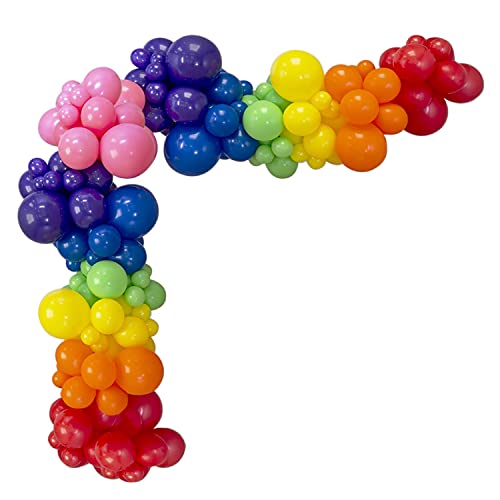 Rainbow Colorful Balloon Garland Arch Kit, 108Pcs Red Orange Yellow Green Blue Pink Purple Round Balloon for Kids Birthday Baby Shower Wedding Party Decorations