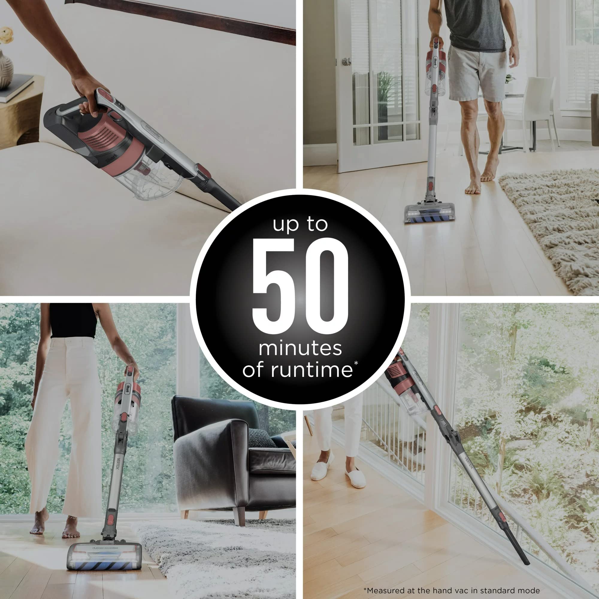 Shark WZ440H Vertex Ultra Lightweight Cordless Stick Vacuum with DuoClean PowerFins, Crevice Tool, Removable Handheld, MultiFLEX, 50 min Runtime, Silver/Red (Renewed)