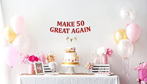 Funny 50th Birthday Party Red Banner - Happy 50th Wedding Anniversary Decorations - Milestone Birthday Party Decorations