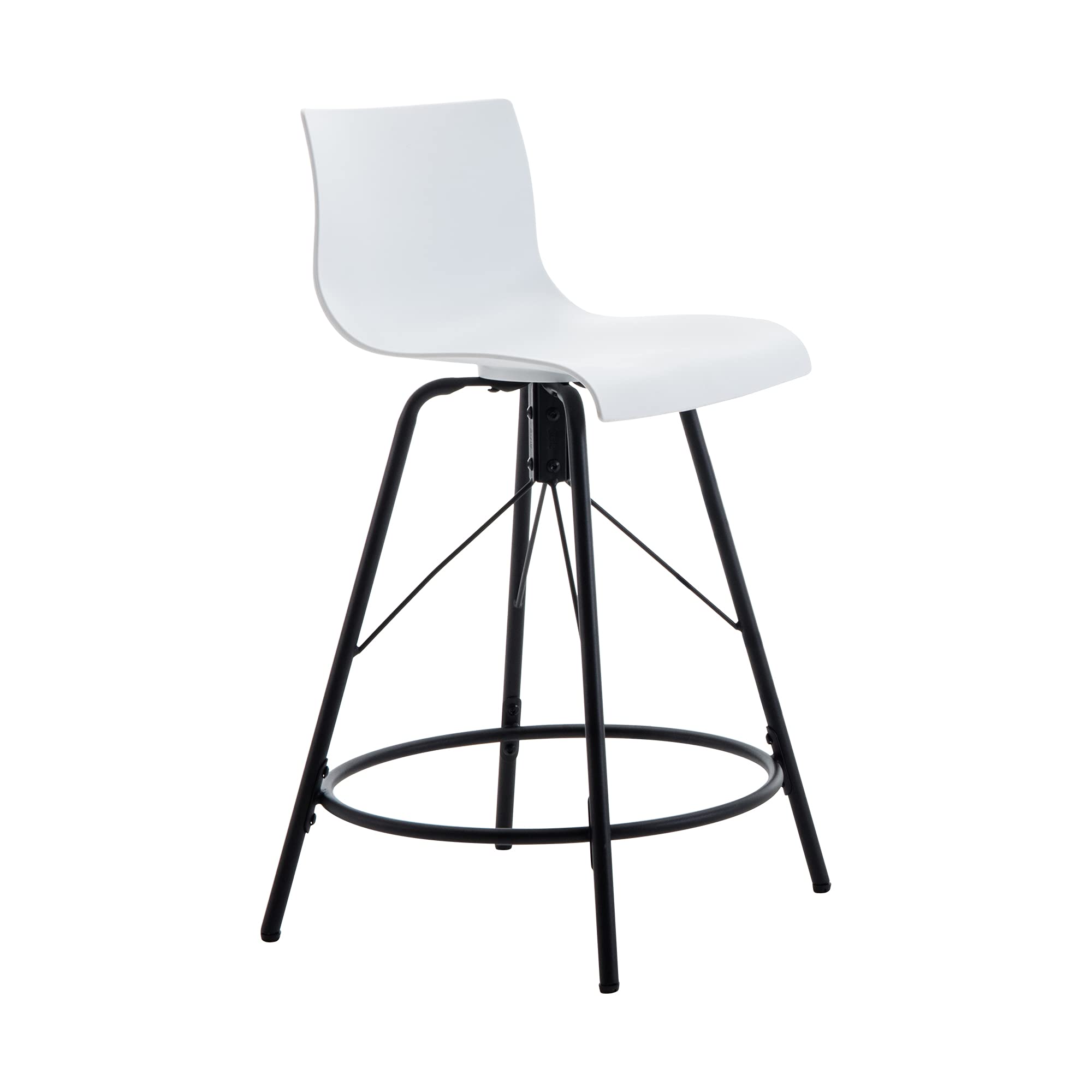 annjoe Swivel Bar Stools Metal Counter Height Stools Plastic Seat Chairs Set of 4 for Indoor Outdoor Home Kitchen Business (30" White)