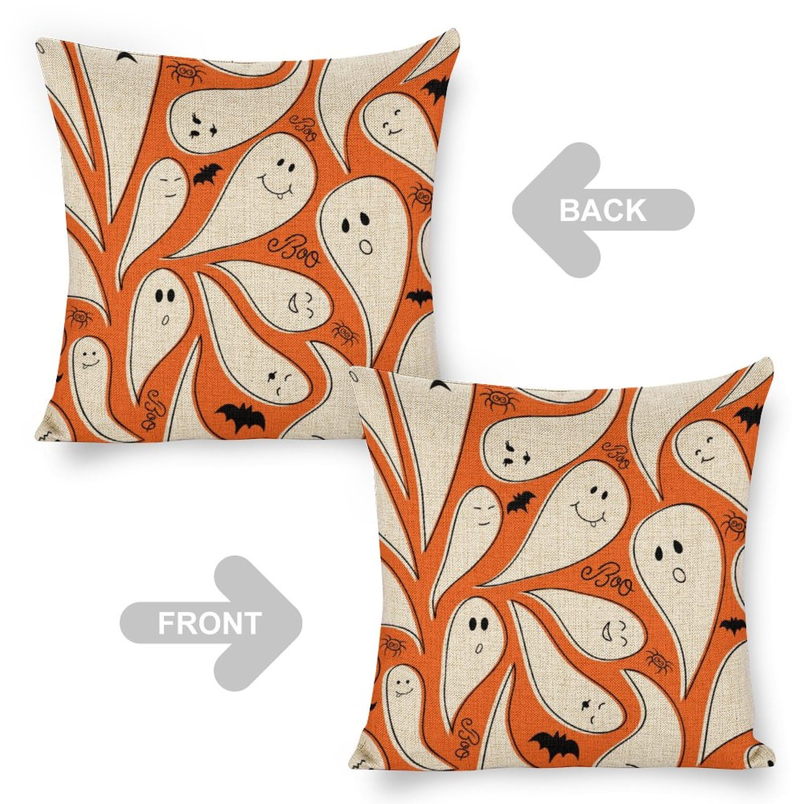 Cute Ghosts Pillow Covers 18x18 Halloween Background Pillowcase Set of 2 Linen Throw Pillow Covers Decorative Square Pillow Cases Standard Size for Home Couch Sofa Bed Pillow Protector