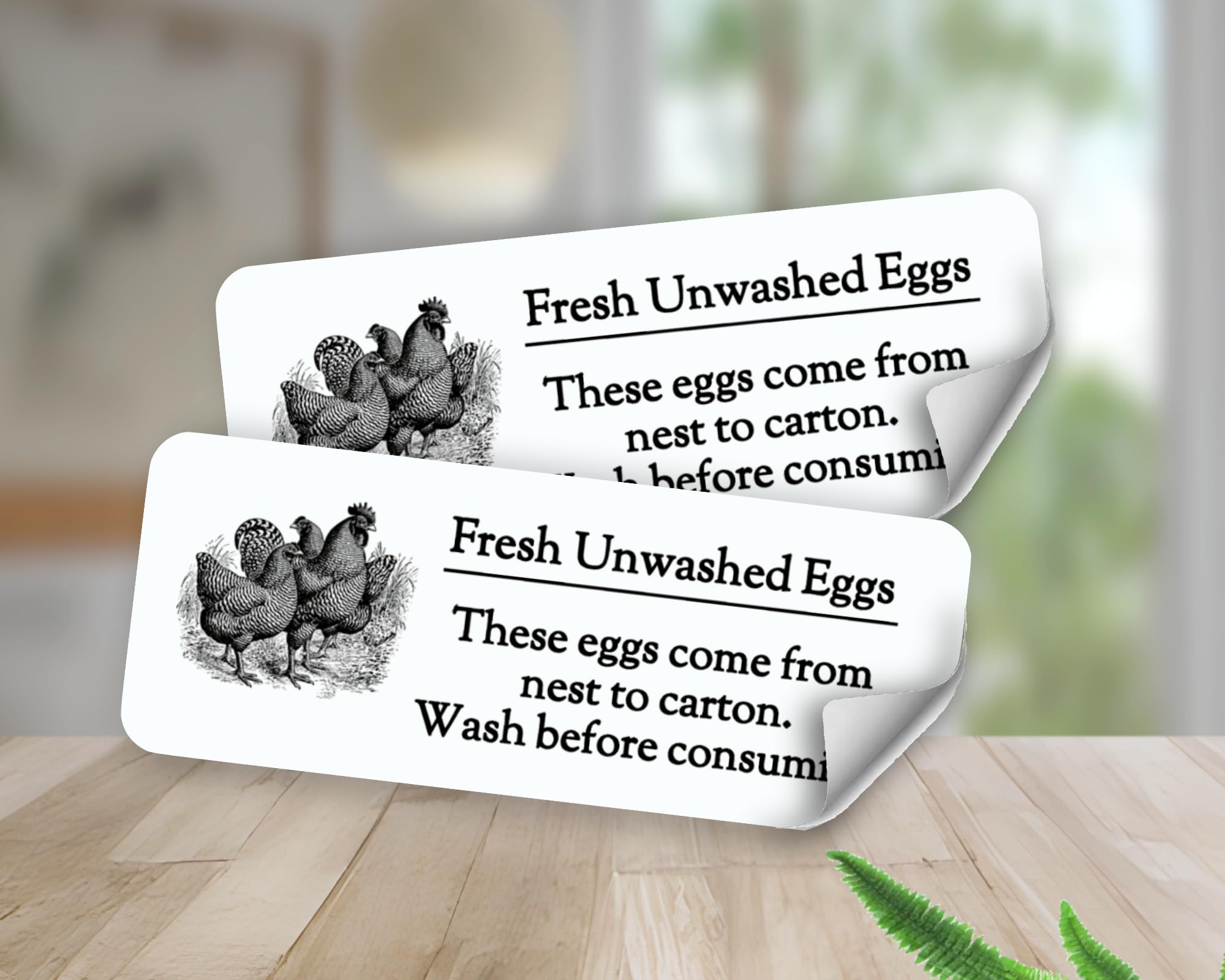 60 unwashed egg carton labels for chicken egg safety, and handling. Fresh Unwashed Eggs stickers for your fresh egg cartons. Perfect for the small business egg merchant.