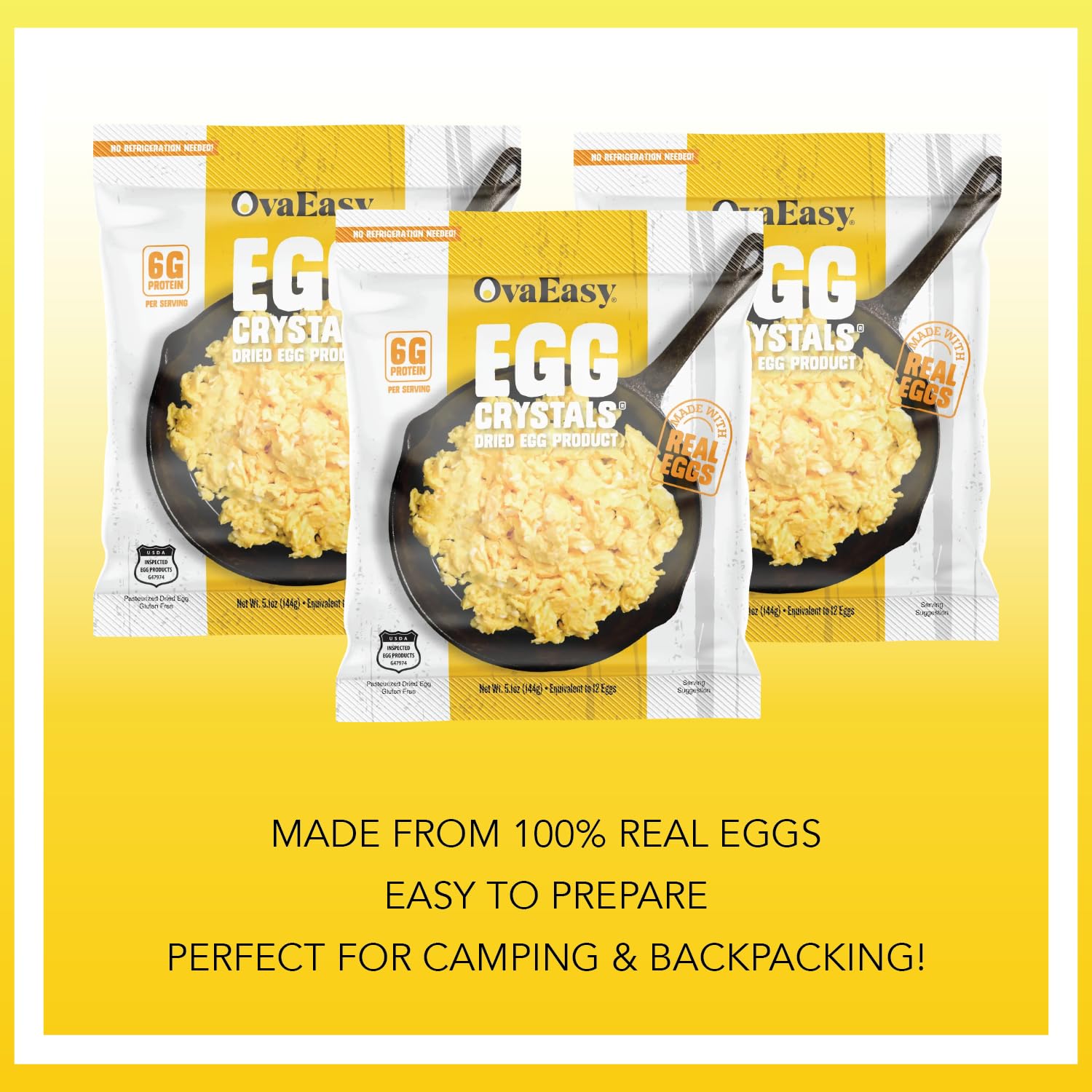 Ova Easy Dehydrated Egg Crystals, 5.1oz Bag, 12 packs