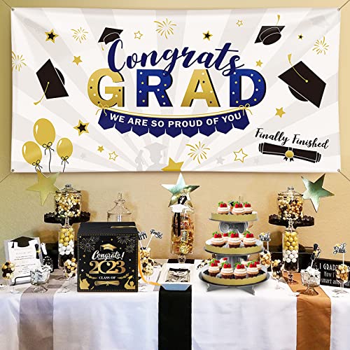 PRETYZOOM Graduation Card Box 2023 Graduation Party Decoration - Congrats You Did It Graduation Ceremony or Birthday Party Supply