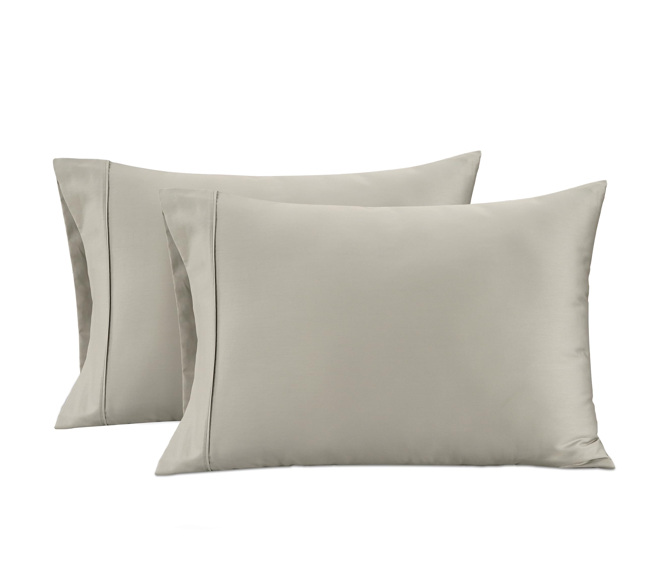 100% Organic Cotton Twin Sheet Set & Standard Pillowcases Set of 2 Combo- 300 Thread Count Long Staple Cotton Sheets,3 Pc Twin Size Sheets & Standard Pillowcases, Sateen Sheets, Breathable - Silver