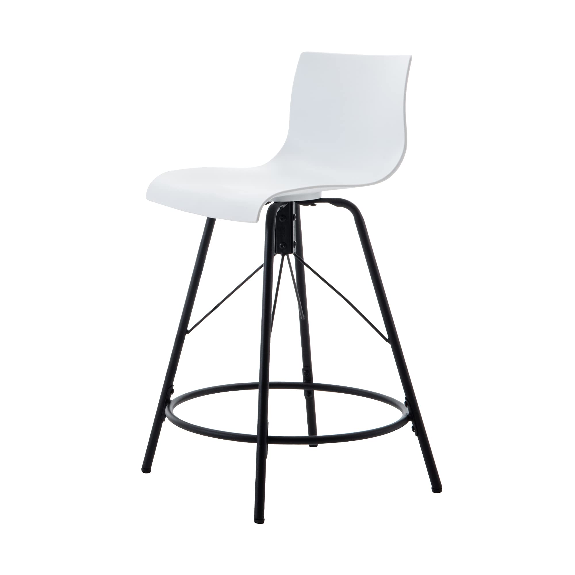 annjoe Swivel Bar Stools Metal Counter Height Stools Plastic Seat Chairs Set of 4 for Indoor Outdoor Home Kitchen Business (30" White)